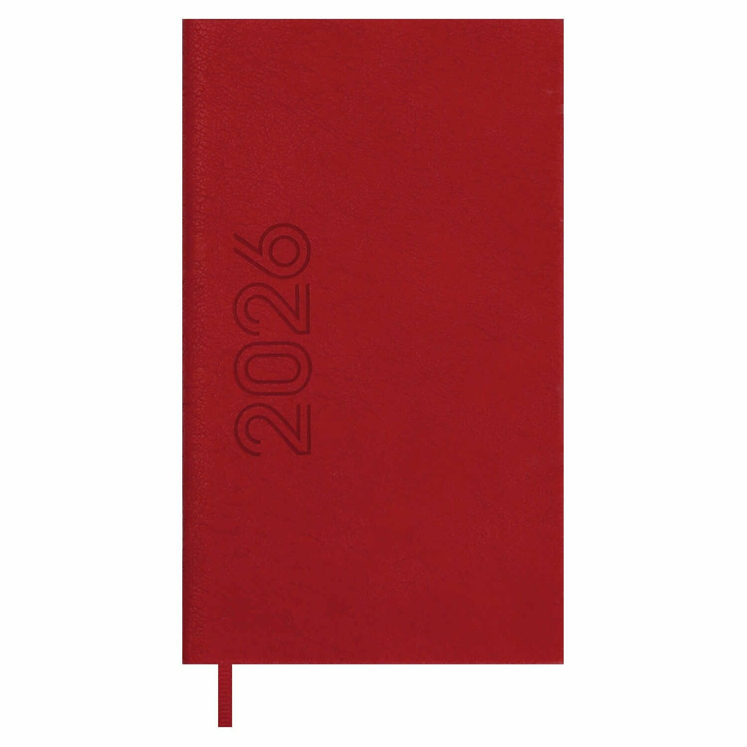 2026 Еженедельник датированный 85x145мм 64листа "Лозанж" твердый переплет, красный
