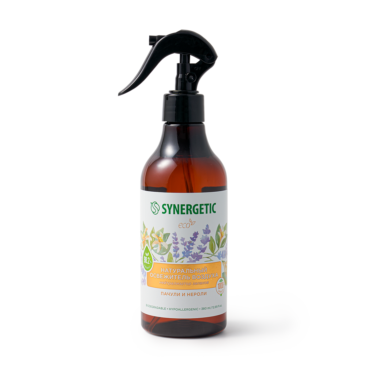 Освежитель воздуха Synergetic "Пачули и нероли", спрей, 380 мл