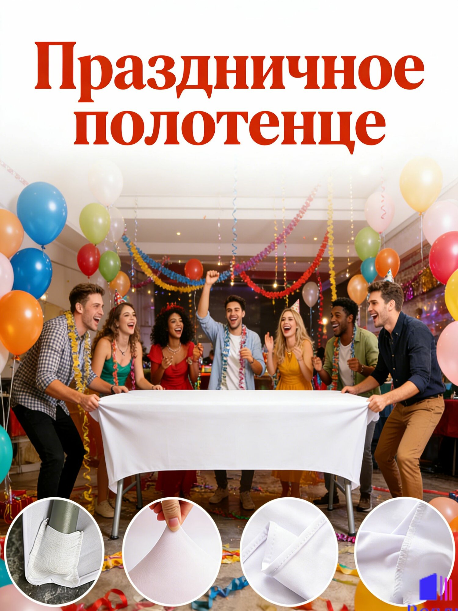 Чехол-скатерть на стол эластичный, прямоугольный, для дома и мероприятий, черный/белый (183x76 см)