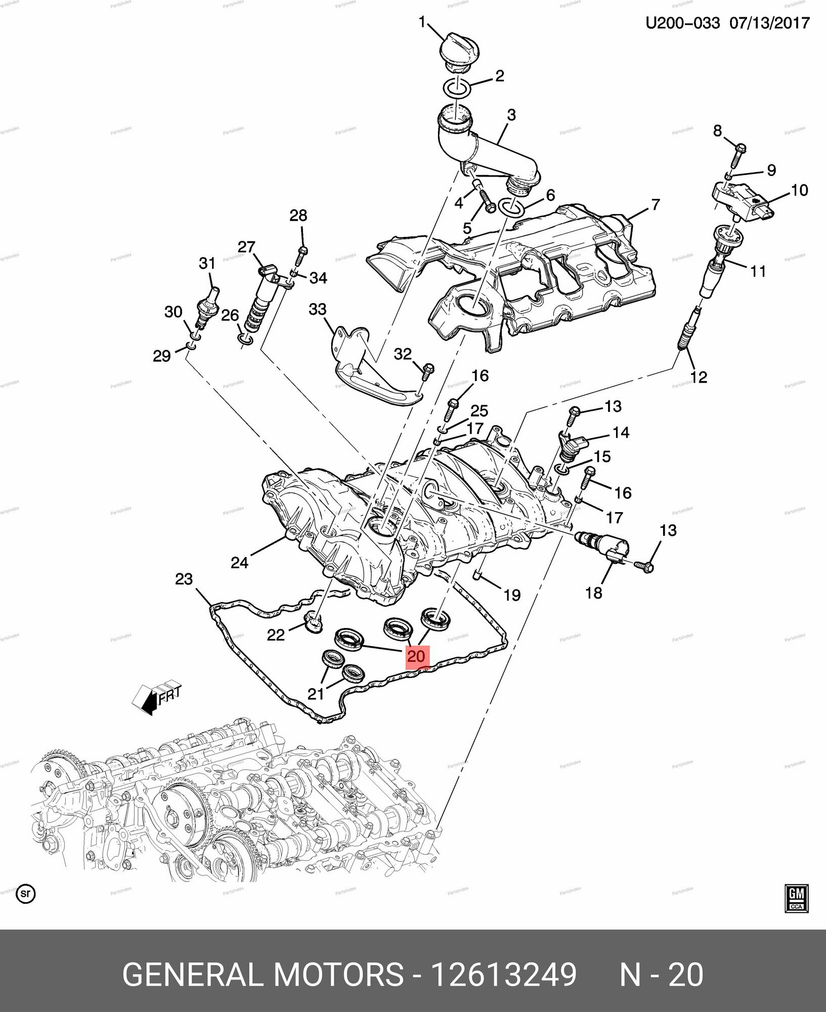 Уплотнение клапанной крышки, GENERAL MOTORS 12613249