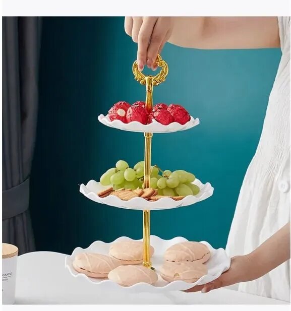 IKEA Конфетница трехъярусная, диаметр 25 см, пластик, для конфет, 1 шт