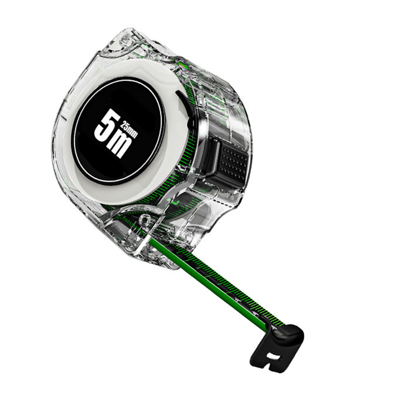 Линейка Метрическая Флуоресцентного Цвета Двусторонняя С Прозрачной Корпусом Металлической Осью 3М*19ММ, 5М*19ММ, 5М*25ММ, 7.5М*25ММ, 10М*25ММ Из Углеродистой Стали и ПК 1 Шт