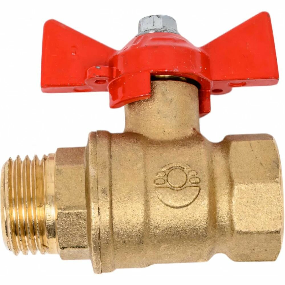 Кран шаровой Valfex N/P59 бирка для воды 1/2" ВР/НР ручка-бабочка, латунный 11Б27фт1М (96/24) VF.218. LB1.012. N/P59. Bir