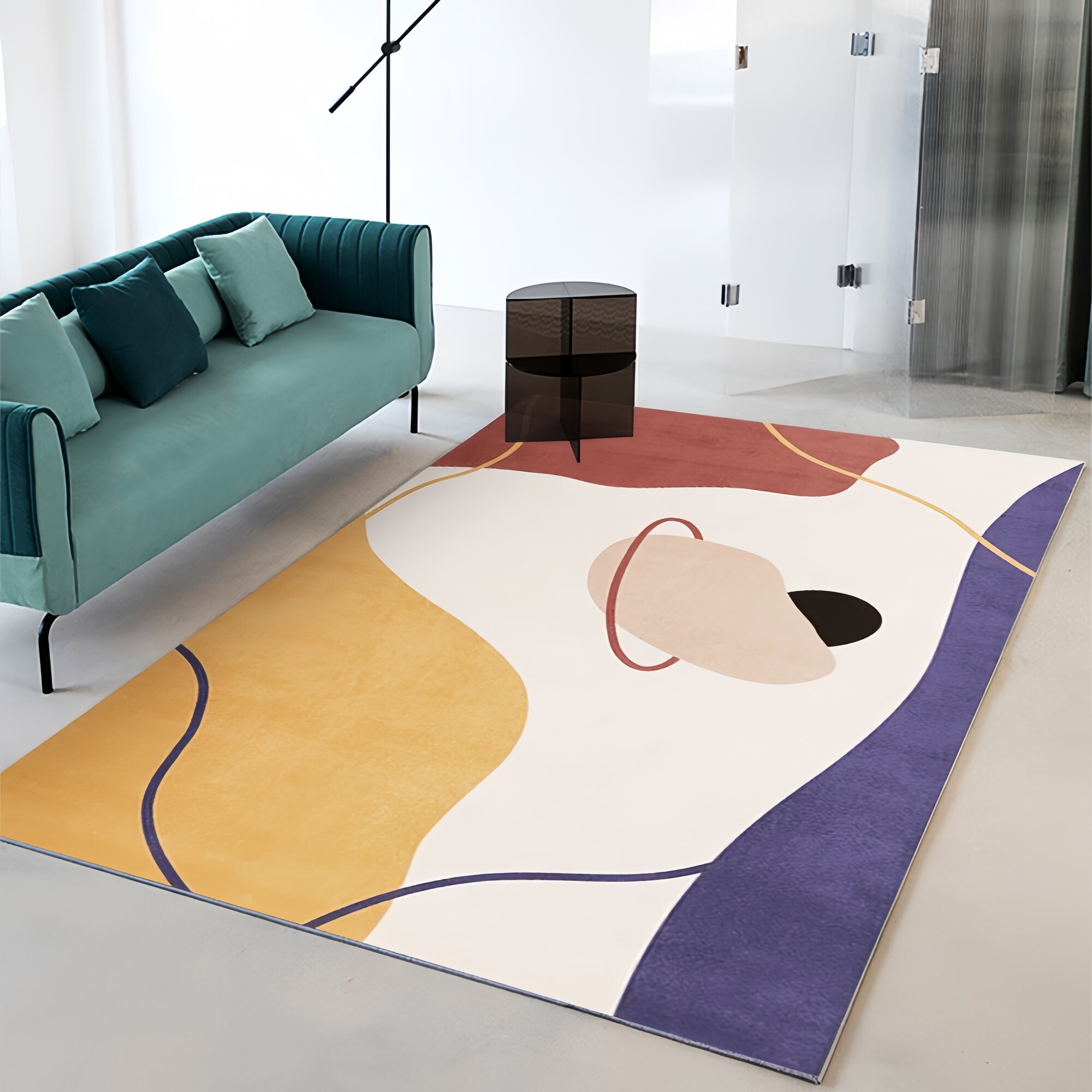 Современный ковер для гостиной в скандинавском геометрическом абстрактном стиле. 1.6 x 2.3 м