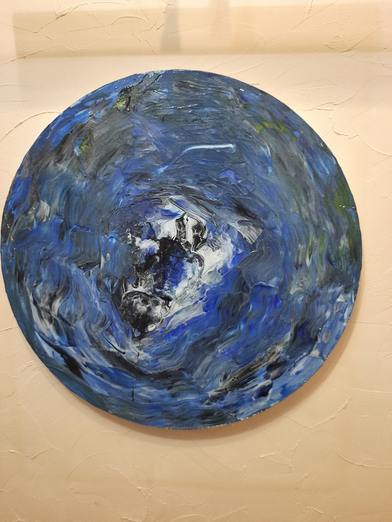 Картина "Буря в море", акрил, ручная работа, круглый подрамник