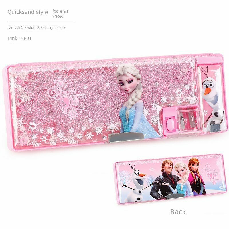 Пенал для девочек «Принцесса Эльза» с эффектом «течущего песка», многофункциональный, большой емкости, в стиле