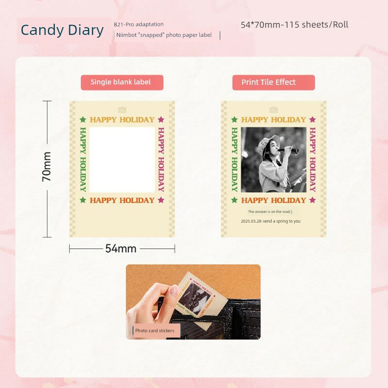Специальная фотобумага Niimbot B21Pro для печати фотографий, фотостикеры Niimbot Карманный дневник Candy 54*70 - 115