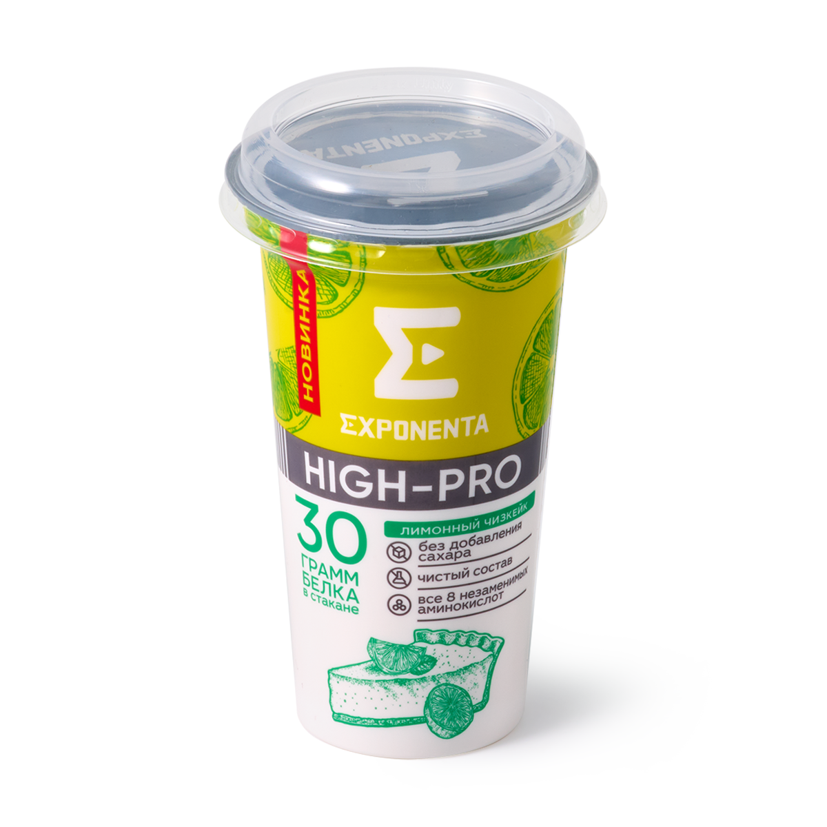 Напиток кисломолочный EXPONENTA High-Pro, лимонный чизкейк, без сахара, 250 г