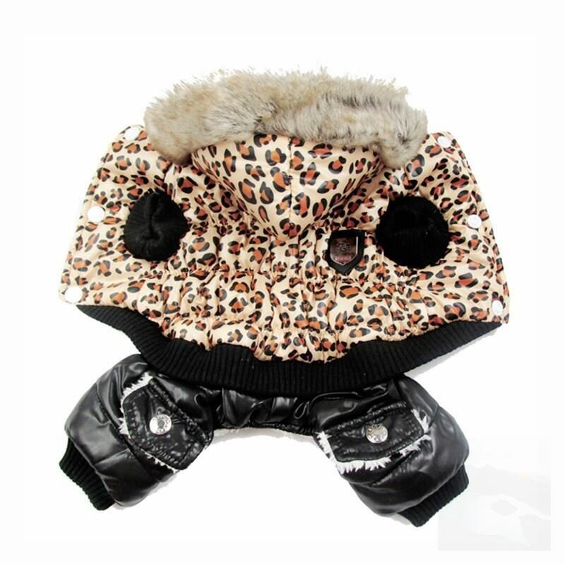 Зимняя куртка для собак с леопардовым принтом Пальто Cokoduck M