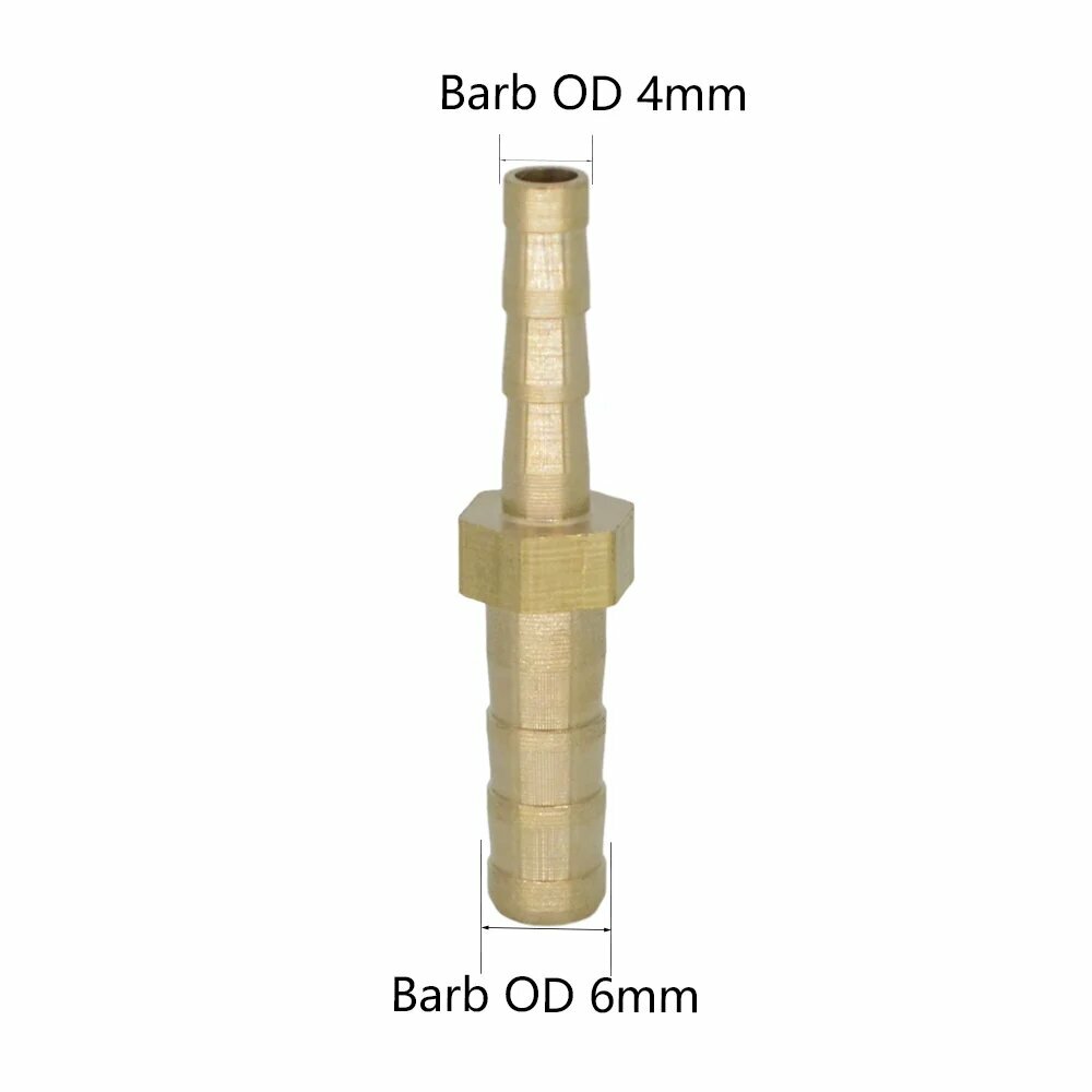 YQBS 4 мм 6 мм 8 мм 10 мм латунный 2-ходовой прямой переходник для шланга с зазубринами, фитинг для труб, медная муфта, соединительный адаптер