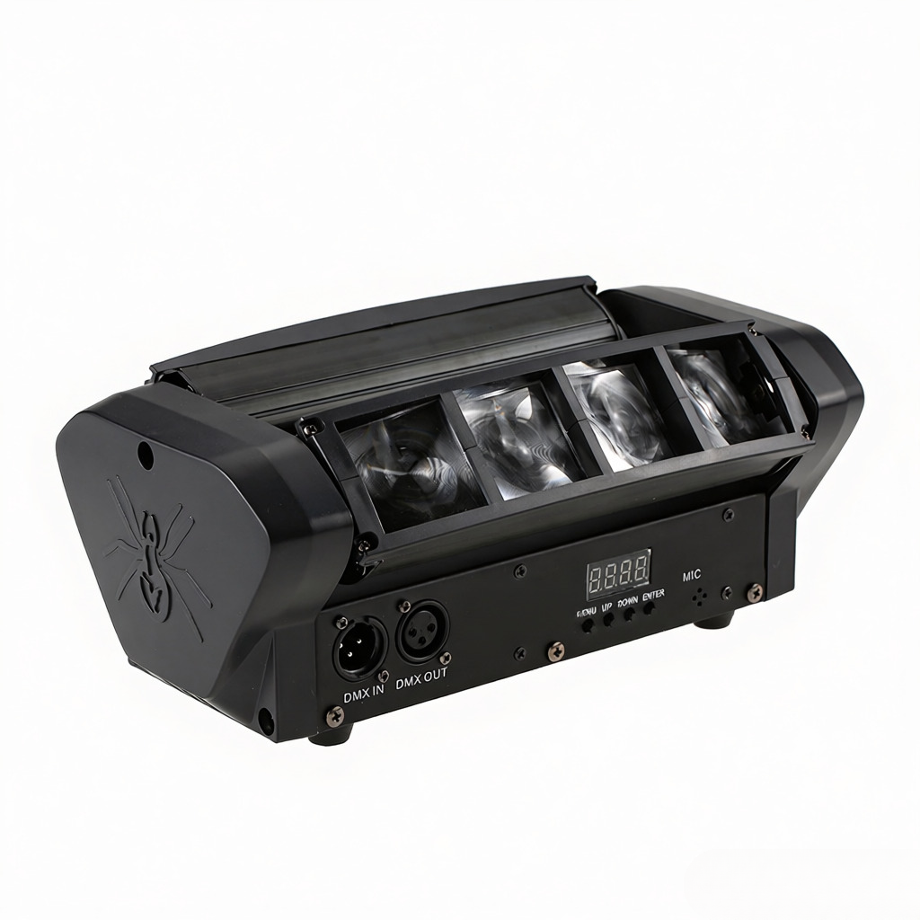 Upgrade Version DMX512 40W Head Moving Rotatable RGBW LED Mini Spider Stage Beam Light 10/14CH Channels 8 LEDs Black for Bar Disco DJ Show Club