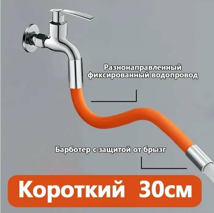 Водопроводная труба с защитой от брызг, удлиненная: 30см В комплекте универсальный адаптер