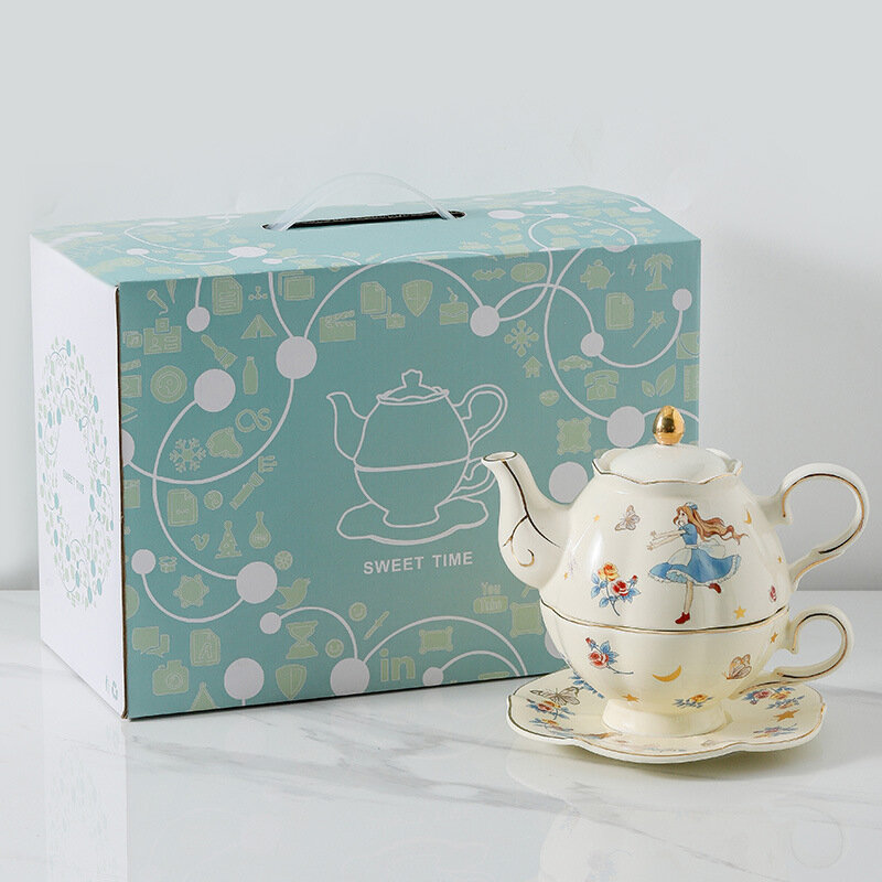 Набор чайников для домашнего использования из керамики серии Алиса, французский изысканный кофе, послеобеденный чай, английский мультяшный подарочный набор оптом