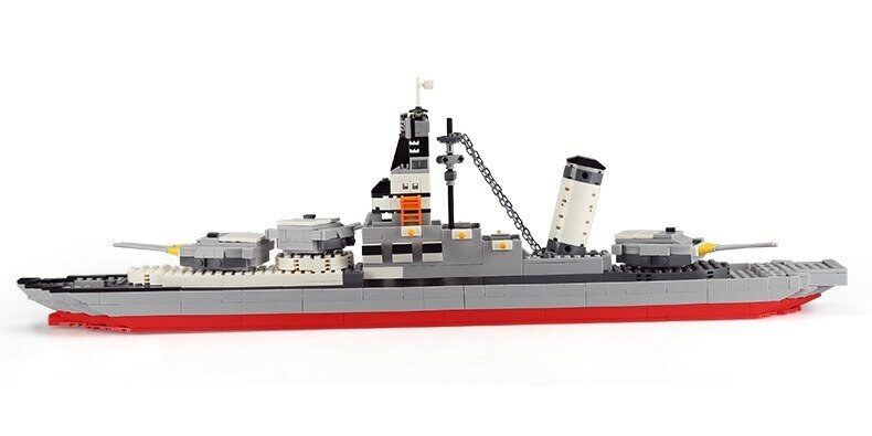Городский боевой корабль эсминец модель военная война серия строительная игрушка образовательное строительство игрушка дети день рождения подарок блок (серый)