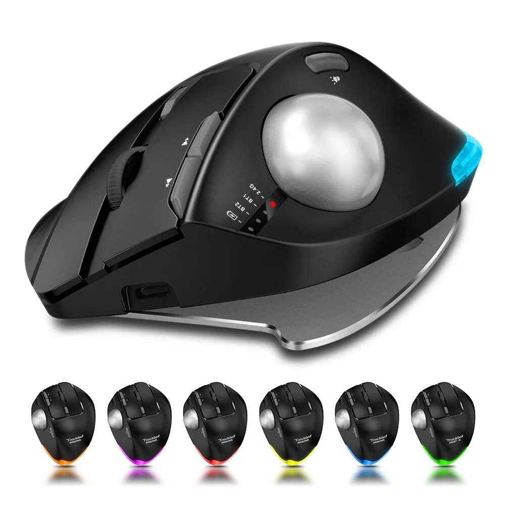 Мышь ZELOTES F-33 игровая с трекболом, 4800 dpi, RGB подсветка, 8 кнопок, проводная/беспроводная — фото 1