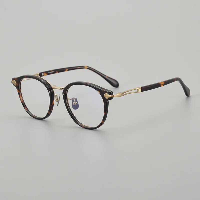 Овальные очки Tortoise Gold из ацетата титана