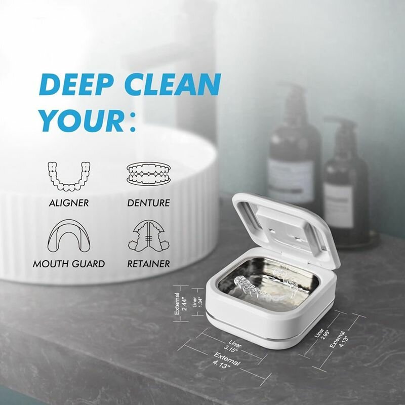 Ультразвуковой очиститель с УФ-лампой для зубных протезов, кап, ювелирных изделий