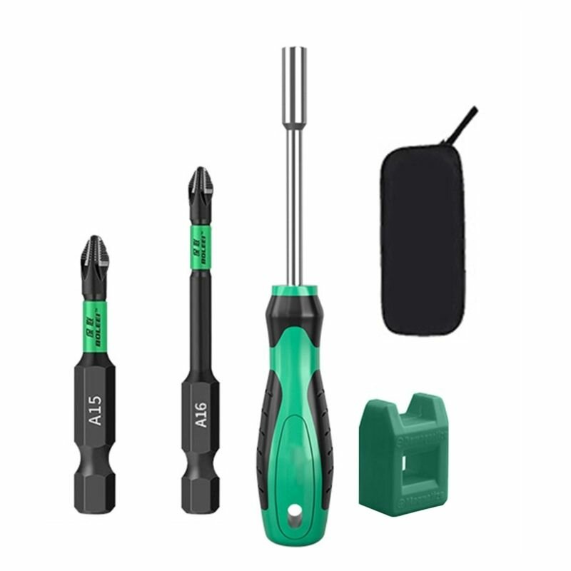 (1 комплект) Адаптер для бит отвертки - отвертка + противослизневые биты