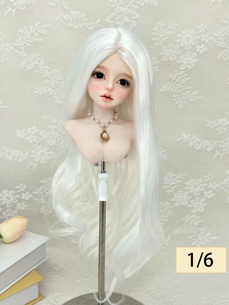 Кукольный парик, подходит для куклы BJD 1/6, размер головы 15.5-17.5 см, Белый