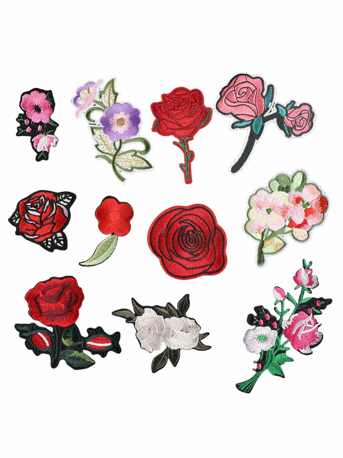 11шт Нашивки с цветком розы, вышитые утюгом/ Пришивные нашивки для одежды
