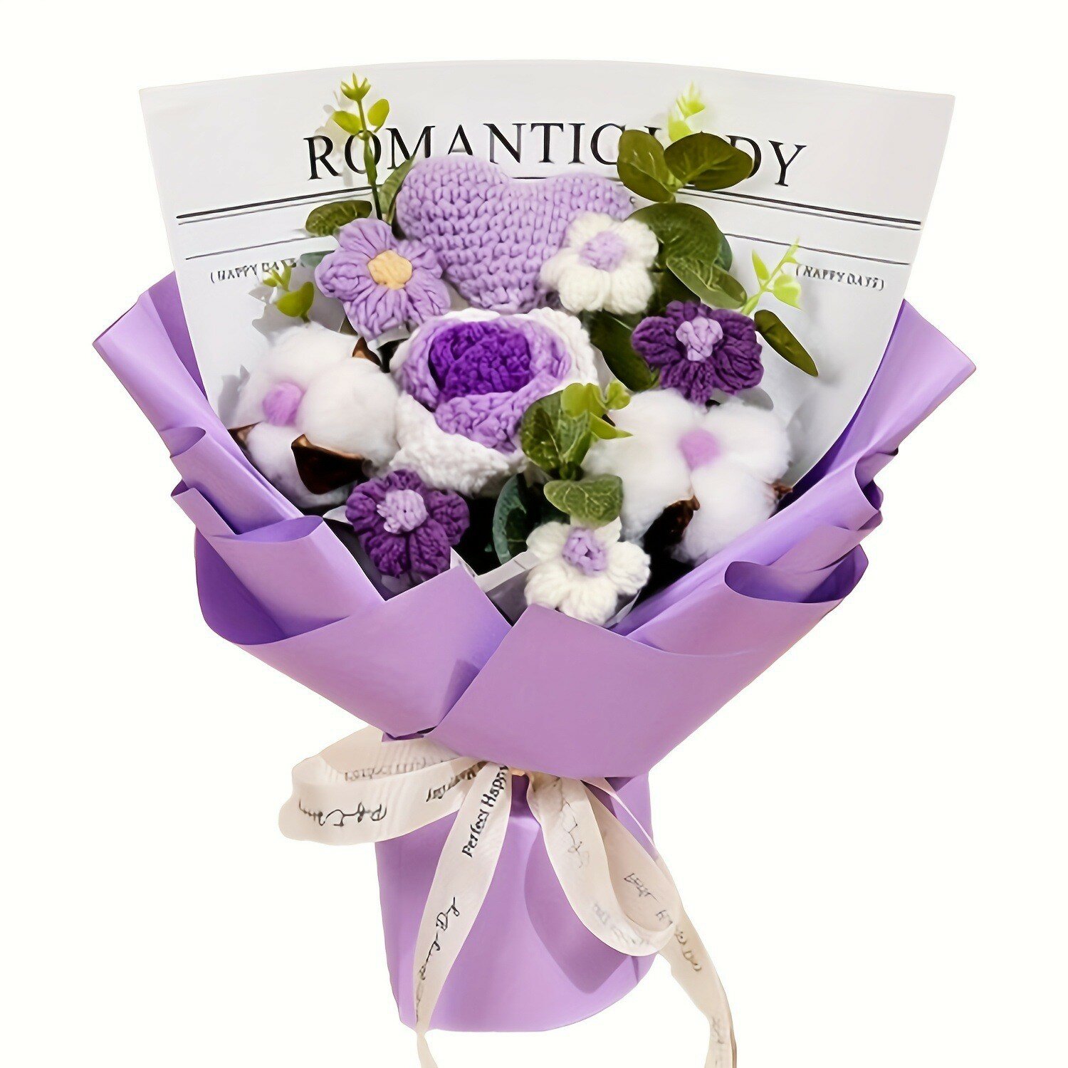 2026 Новейшая кросс-бордерная горячая продажа вязаных цветов, готовая пряжа, ручная работа, букет, тканые тюльпаны, подсолнухи, искусственные цветы, оптовая продажа