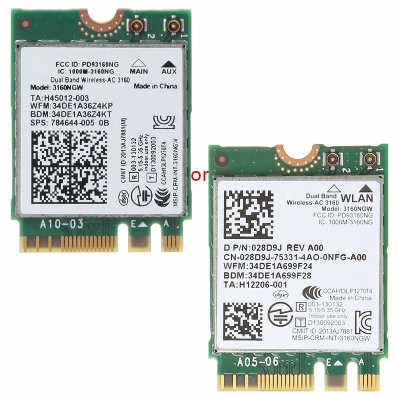 Беспроводной модем, Intel 3160NGW ngff AC+Bluetooth 4.0 DELL 28D9J N2VFR