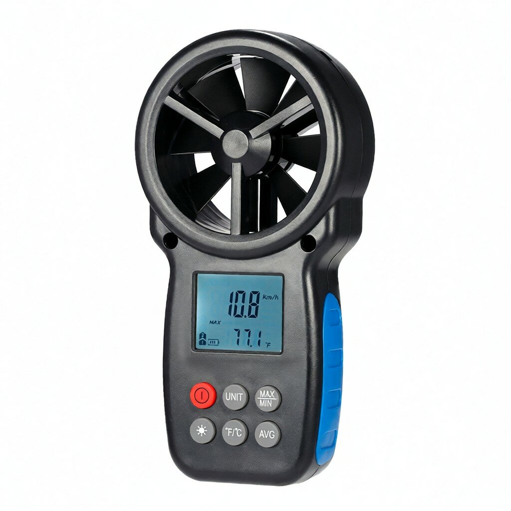 HoldPeak HP-866B Миниатюрный LCD Цифровой Анемометр для Измерения Скорости Ветра, Аэродинамической Скорости и Температуры с Подсветкой, Диапазон Скорости Ветра 0-30м/с, 0-5860фт/мин, 0-55узлов, 0-90км/ч, 0-65миль/ч, Диапазон Температуры -10~45°C, Размер