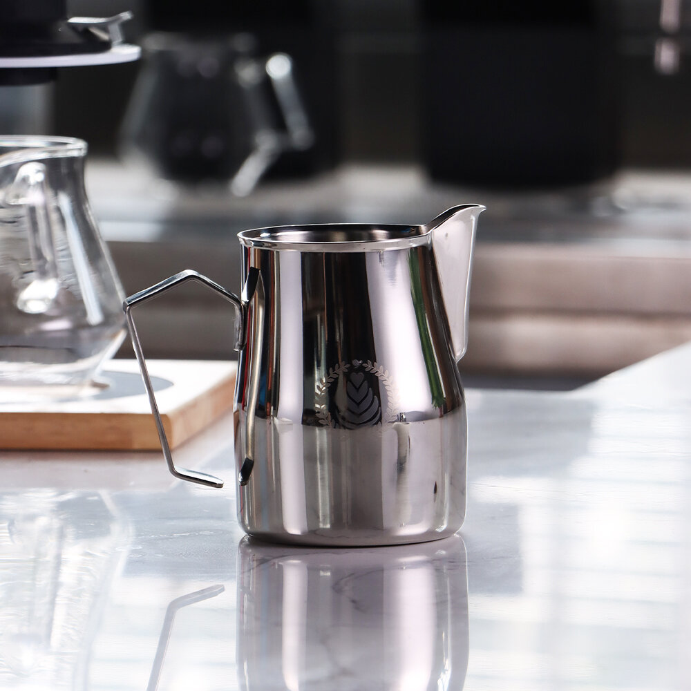 ✅Длинный носик итальянского кофейного молочного вспенивателя из нержавеющей стали, большой кувшин для латте-арта, кувшин с краном, чашка для латте-арта, чашка для вспенивания молока с тефлоновым покрытием