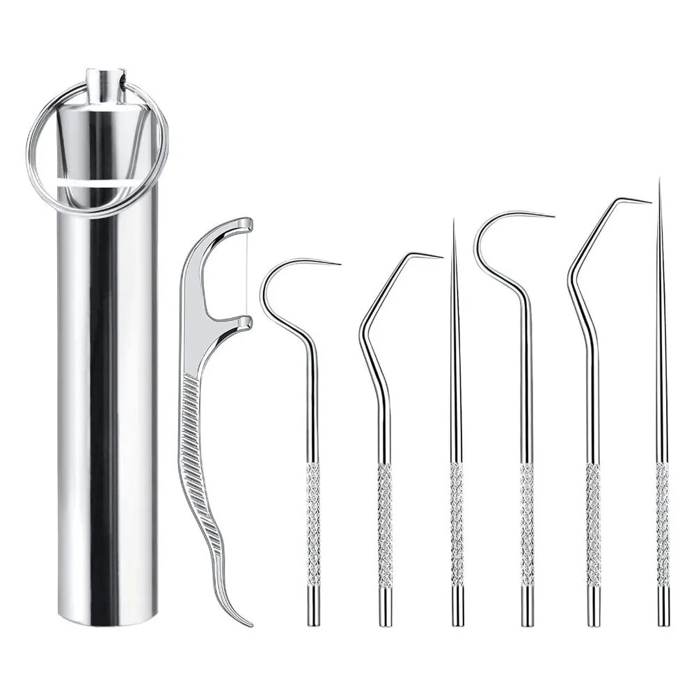 Набор зубных зубочисток из нержавеющей стали 304 Портативный крючок для удаления пищи и чистки зубов