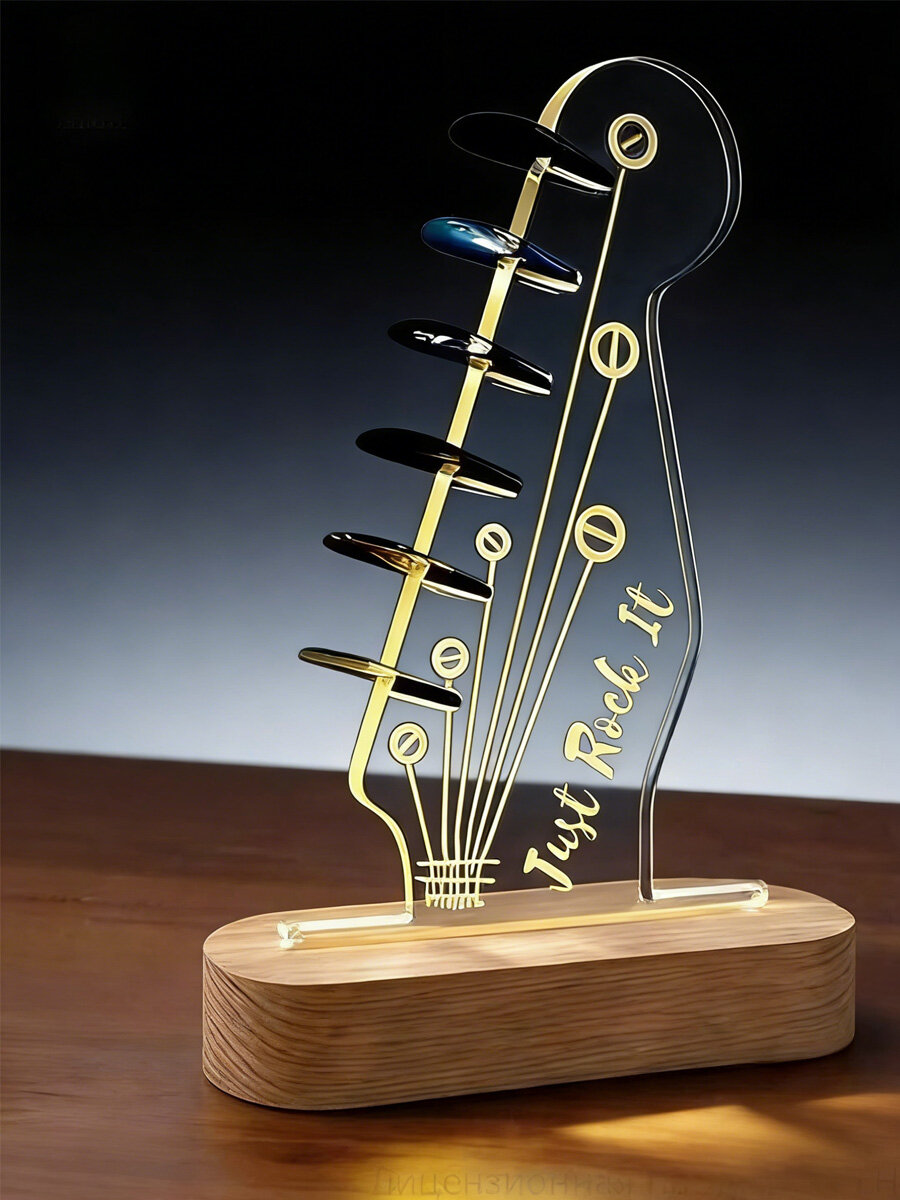 Гитарный держатель для плектор/медиаторов с подсветкой стильный органайзер в форме грифа