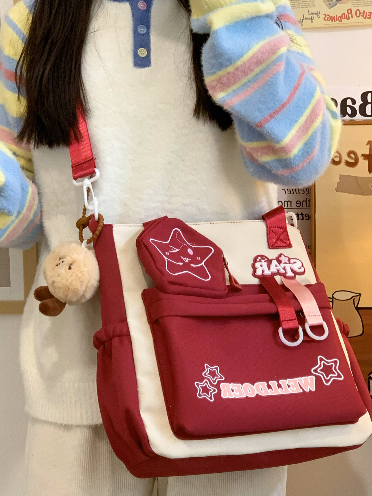 Сумка через плечо в японском стиле Danny Bear, милая сумка для девочек, сумка для занятий в средней школе, большая вместимость, сумка для женщин