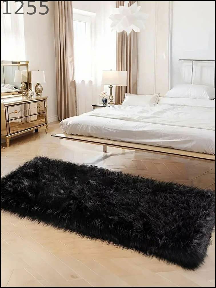 Ковер, плюш 60х180 см, мягкая искусственная шерсть, прямоугольной формы, не скользит по полу, можно использовать в спальнях, гостиных, детских комнатах пушистый11