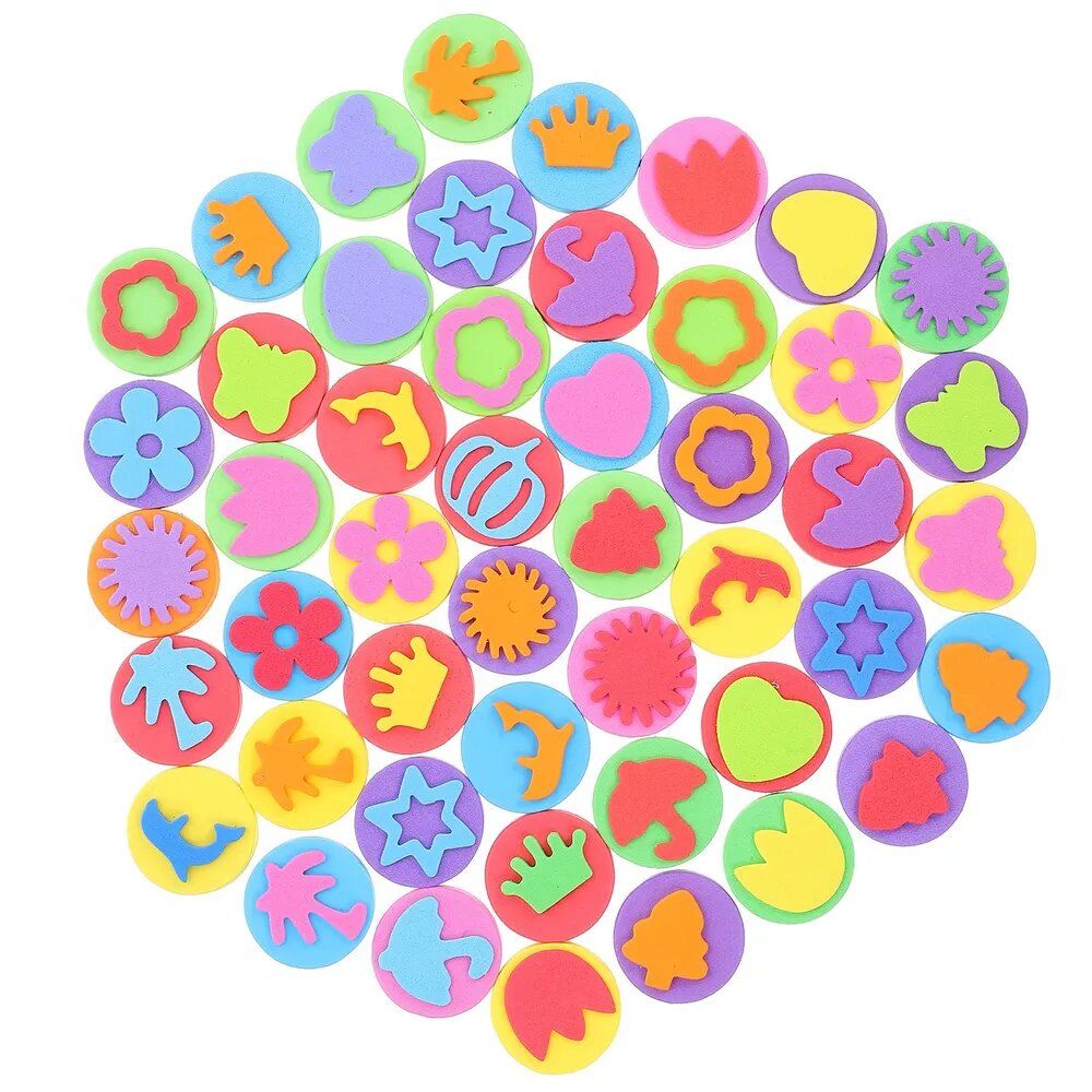 Набор Для Рисования Штампов 48Шт, EVA Материал, Креативные Формы, Для Детей И Начинающих Художников, Подходит Для Уроков Искусства