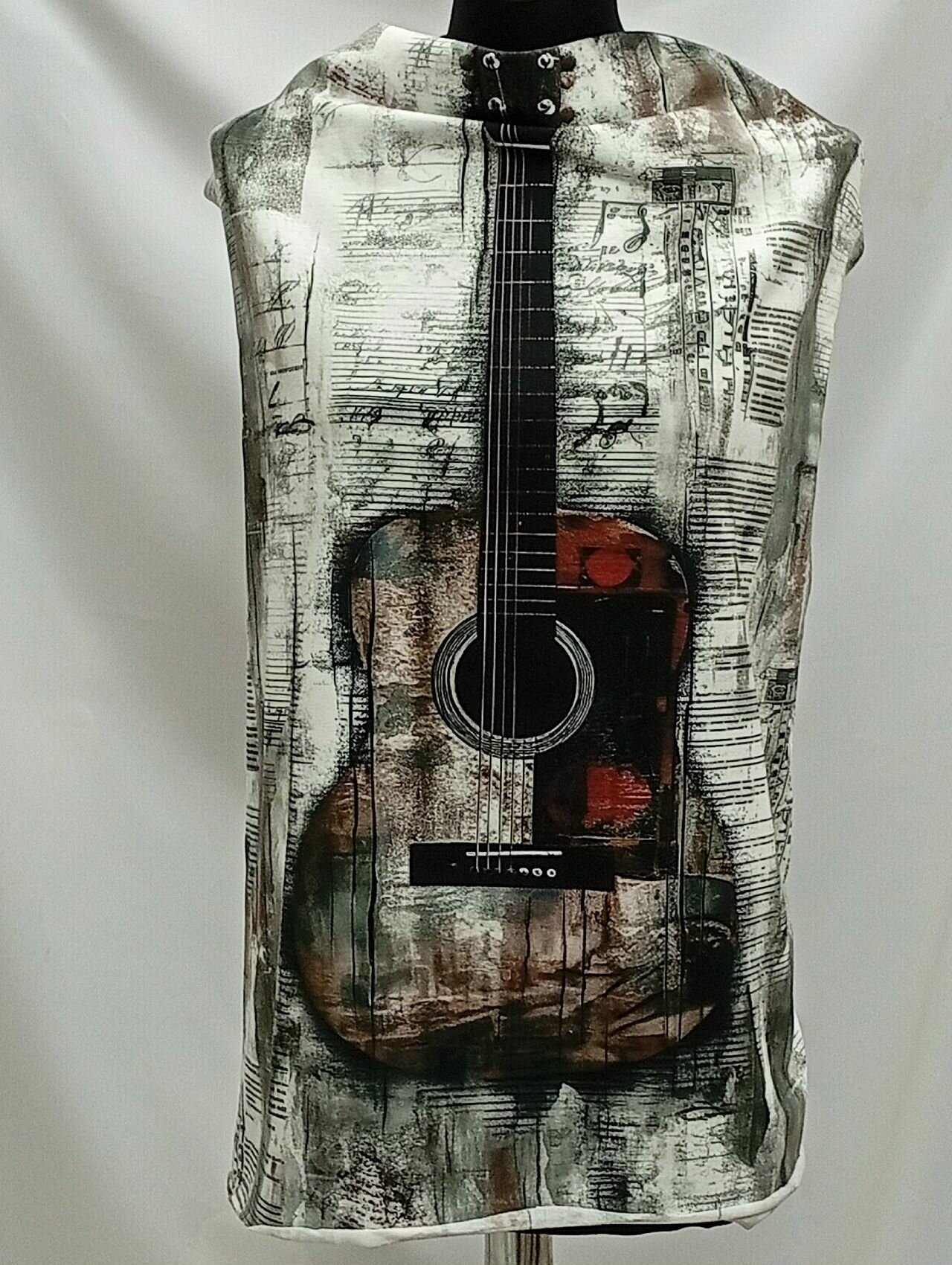 Трикотаж кулирка с лайкрой купон "Гитара классическая", ткань для шитья, высота купона 78 см, ширина 180 см