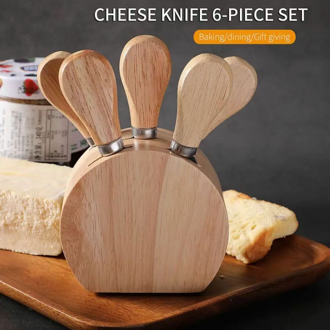 Набор ножей для сыра из нержавеющей стали, нож для масла, нож для пиццы с подставкой для ножей, набор инструментов для сыра для домашнего использования.