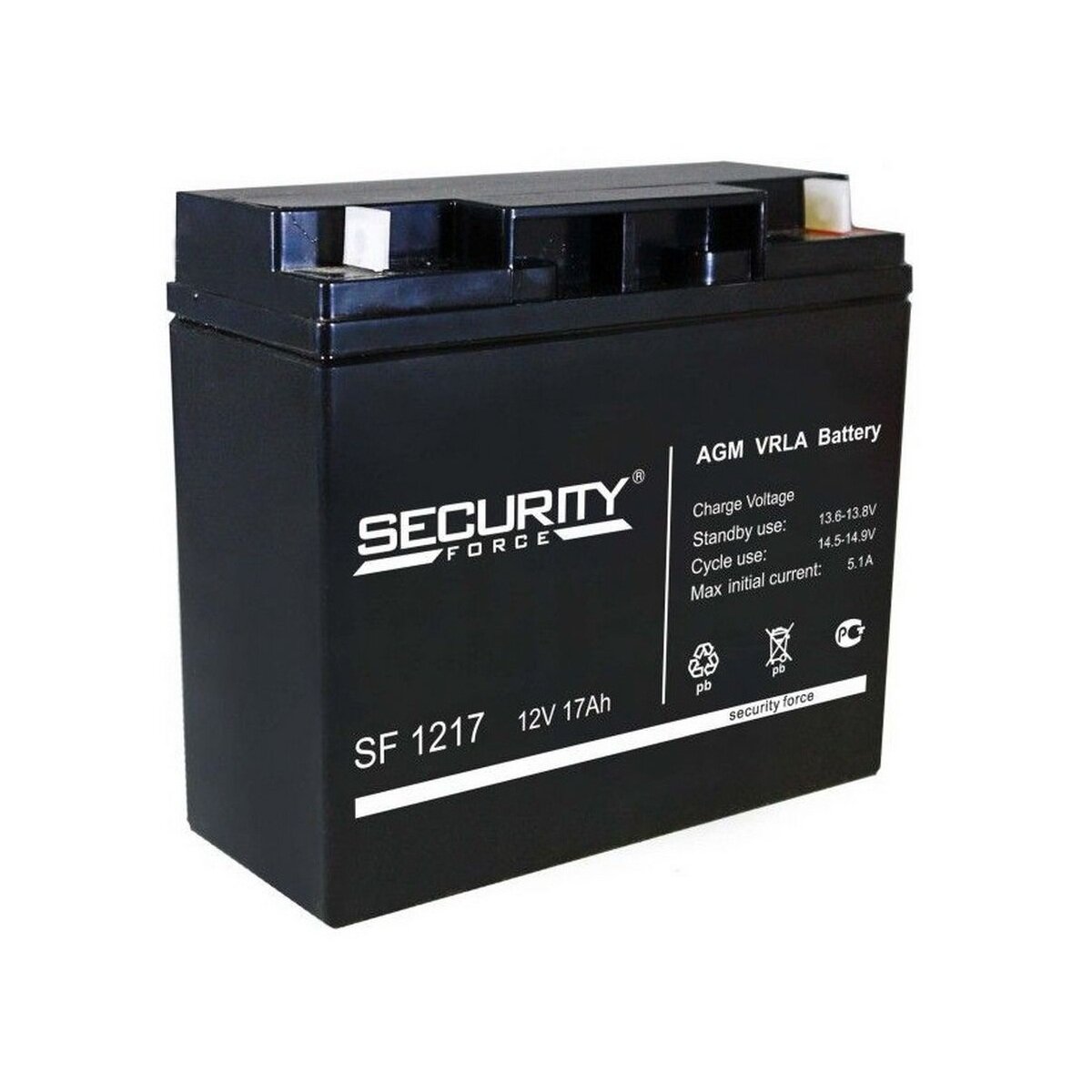 Аккумуляторная батарея Security Force SF 1217, 17Ач, свинцовая, черный