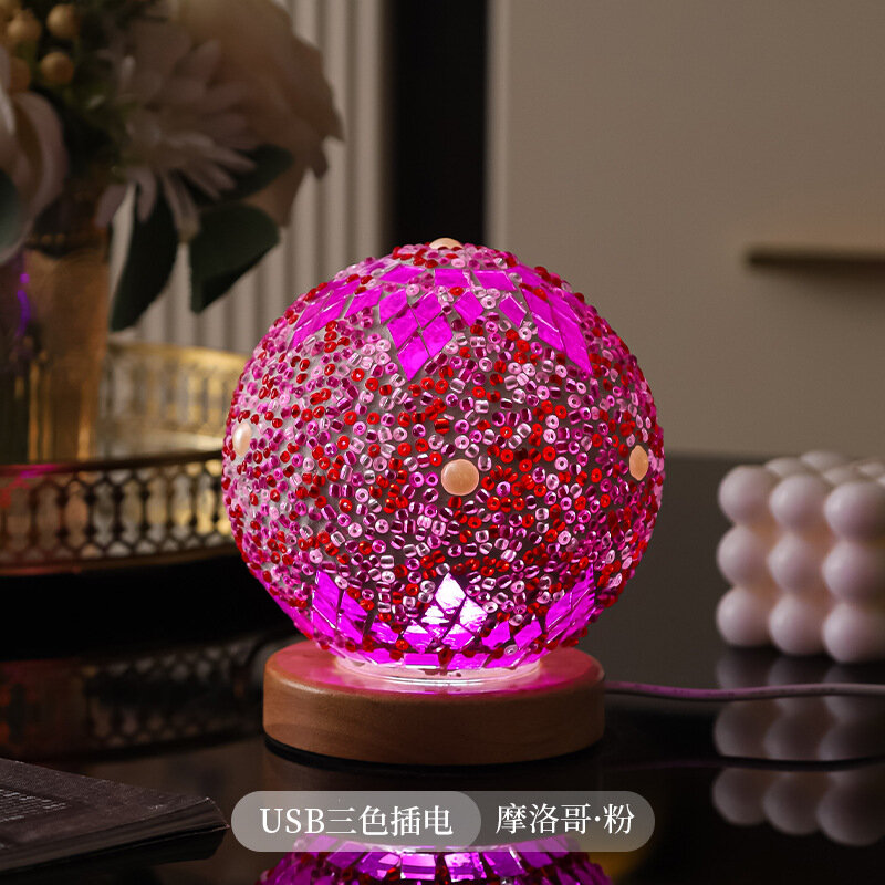 Кросс-бордерная мозаичная ночная лампа в стиле барокко, романтическая и свободная бохо, креативная ночная лампа, стеклянная декоративная настольная лампа