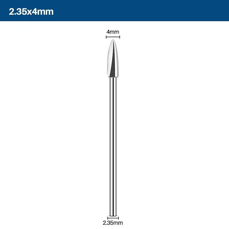 Фреза гравировальная твердосплавная с хвостовиком 2,35 мм, 3 канавки, 2,35-6 мм