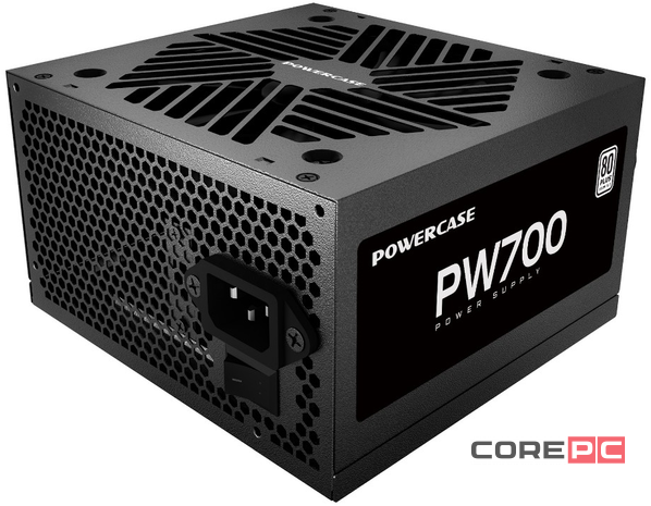 Блок питания PowerCase "PW700", 700Вт, охлаждение 120мм, 80Plus, черный
