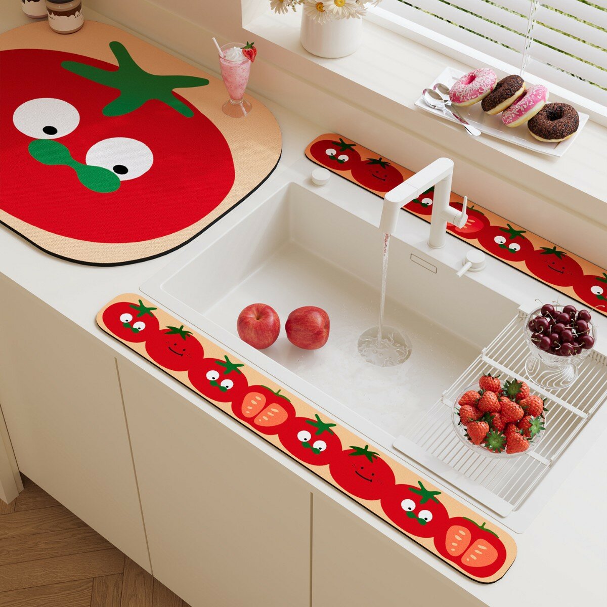 Коврик для кухонного смесителя с мультяшным дизайном, милый стиль, коврик для слива в ванной, из диатомитовой земли, защитный коврик для раковины, впитывающий коврик