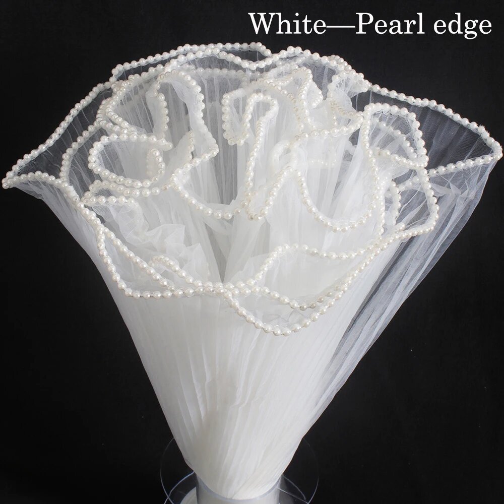 Белая цветочная упаковочная сетка с черной жемчужной пряжей Белый, White(pearl)