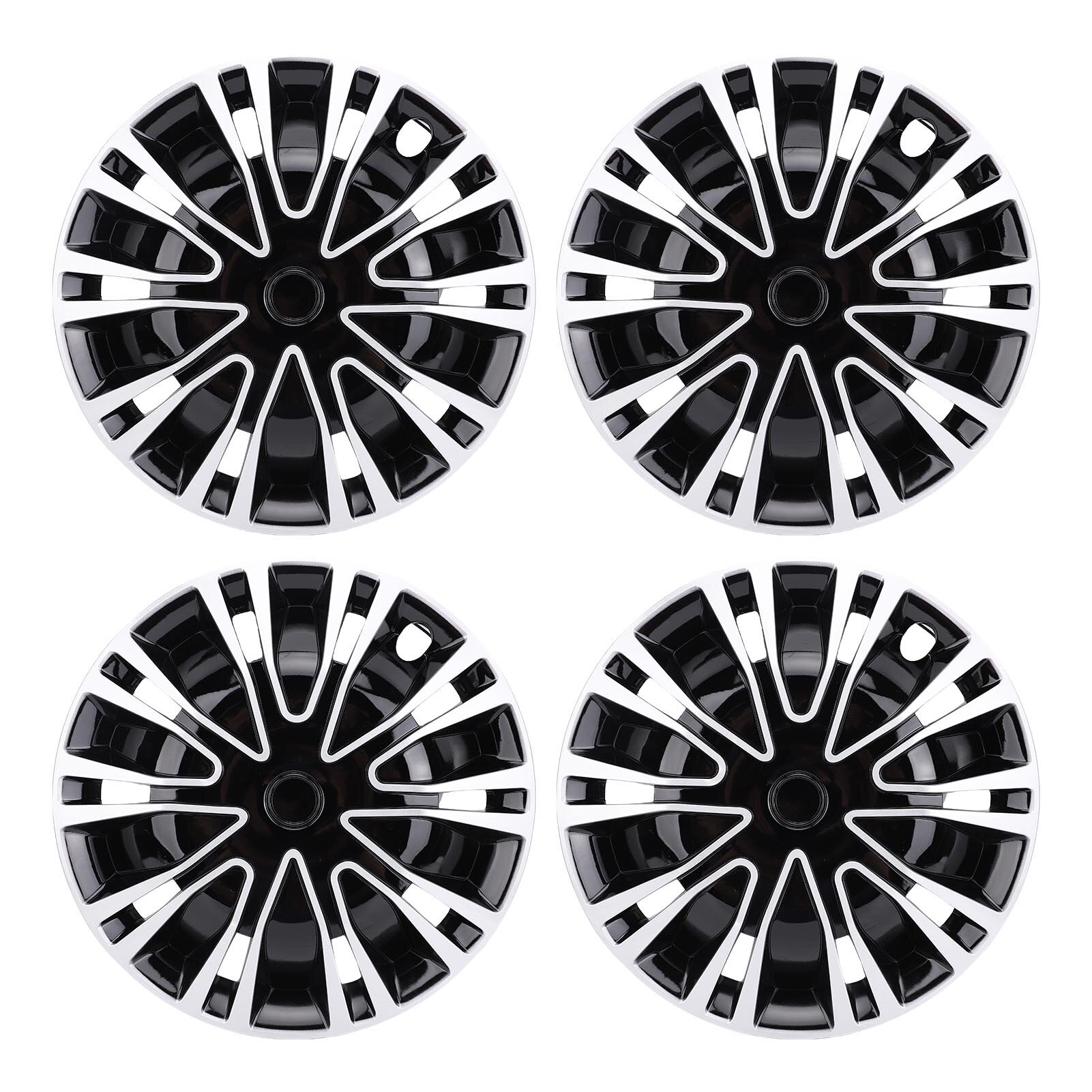 Комплект из 4 универсальных накладных колпаков на ступицы 16-дюймовых колес из ABS-пластика (R16) для легковых автомобилей, грузовиков и внедорожников, серебристый и черный.