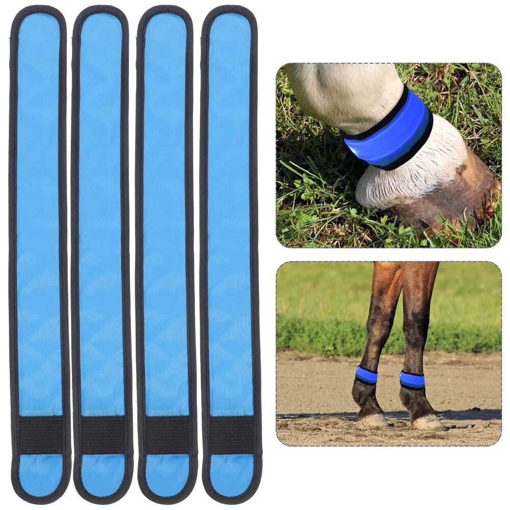 Светящиеся Ленты для Конных Прогулок в Темное Время Суток, Светодиодные Оборачивающиеся Ленты для Лошадиных Ног, 4 Штуки, 34.00x4.10x0.20cm