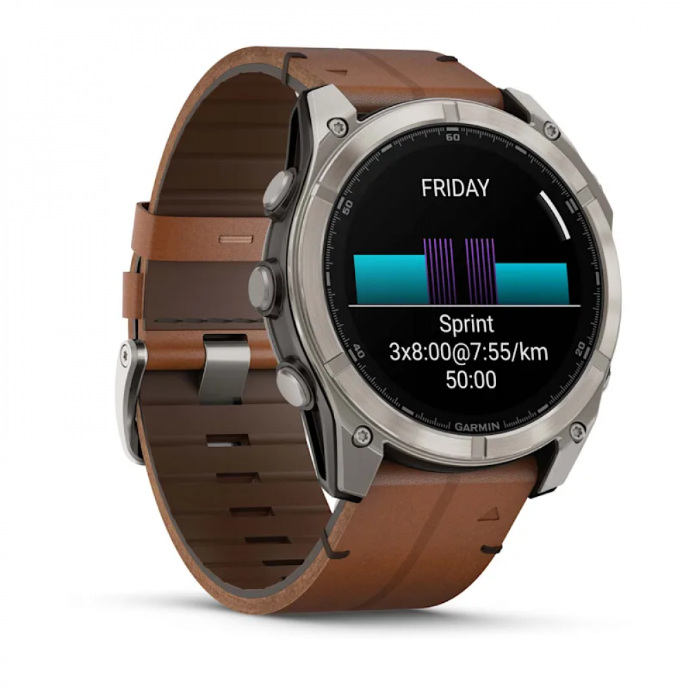 Умные часы Garmin Fenix 8 – AMOLED Sapphire Bare Titanium Black With A Chestnut Leather Band Plus A Graphite Silicone Band 51 mm (010-02905-40)