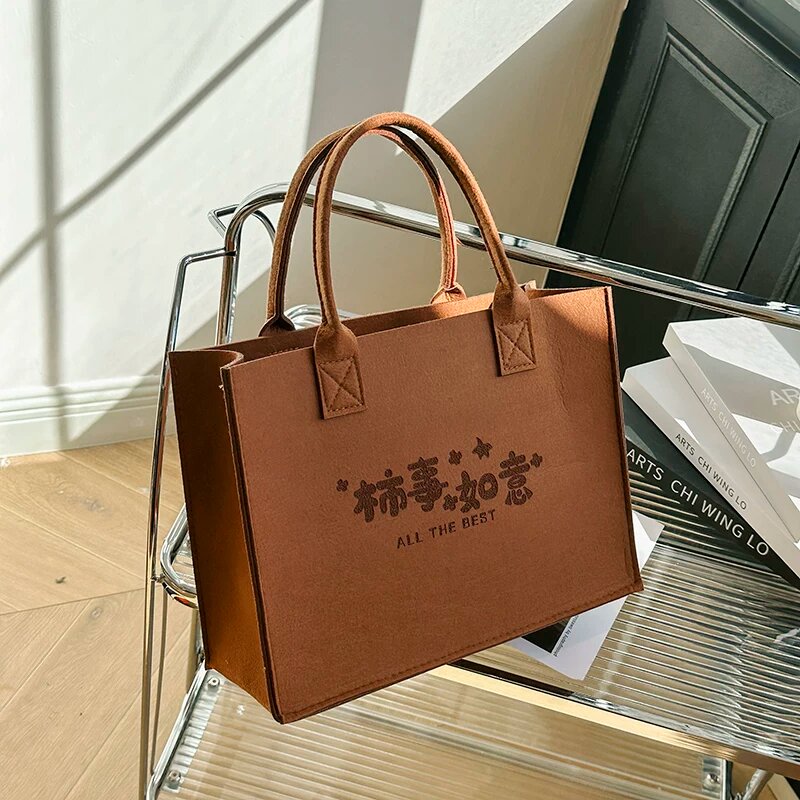 Сумка из фетра, красная сумка, сумка с индивидуальным логотипом, подарок, большая вместимость, сумка-тоут, ручная сумка, подарочная сумка для покупок