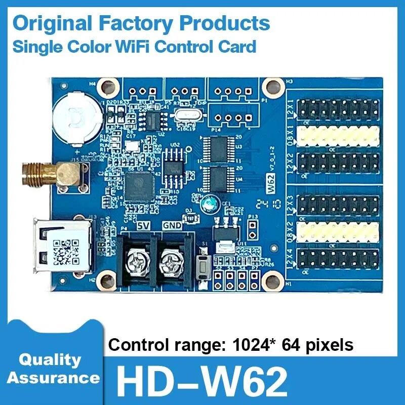 Контроллер для светодиодных дисплеев HD-W62, одноцветный, для пиксельных экранов, модули HUB08 HUB12, цифровая вывеска, контроллер LED-панелей