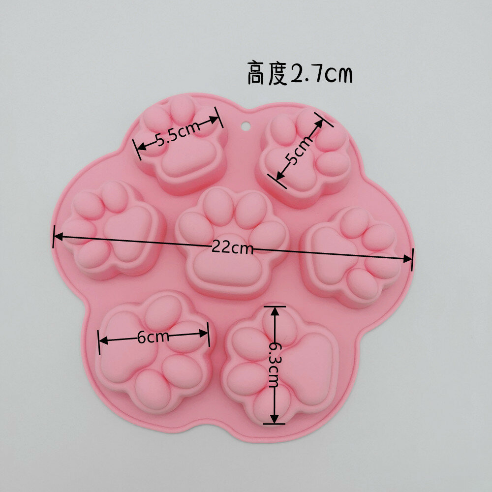 7-связанная силиконовая форма для торта в виде кошачьей лапки, DIY шоколад, домашняя кухня, форма для детского питания, рисового торта, мультяшная форма