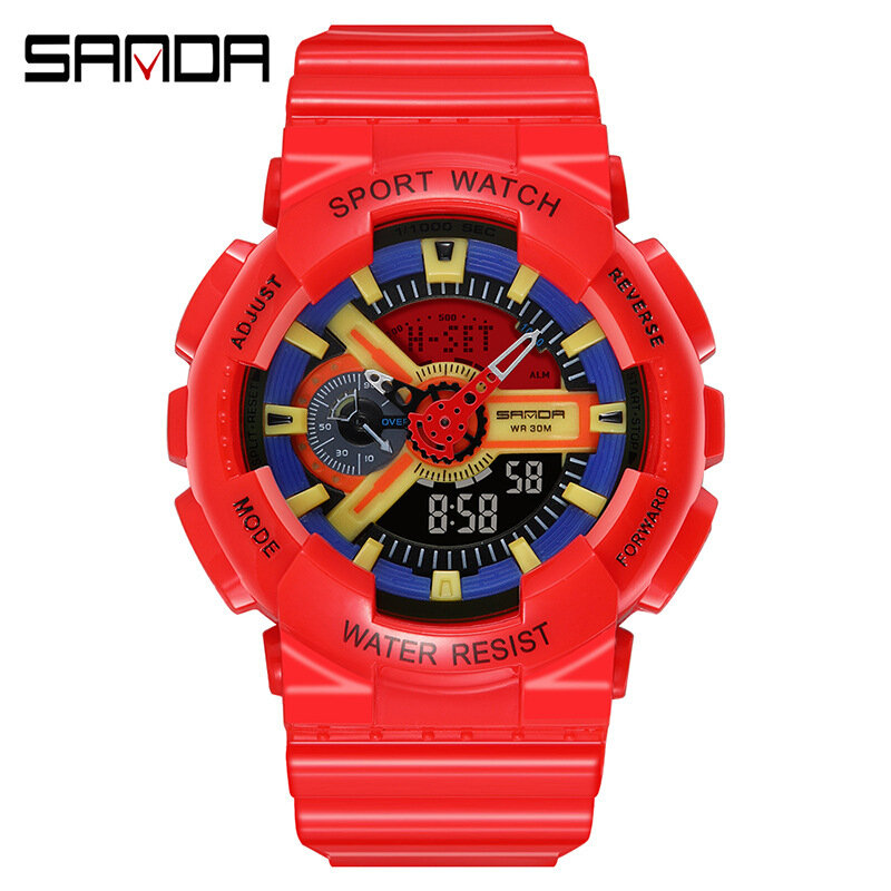 Санда Корейская модная тенденция Микро бизнес Светящийся Электронный Спортивный Тренд Студенческий Корейский Конфетный Детский Парный Часы