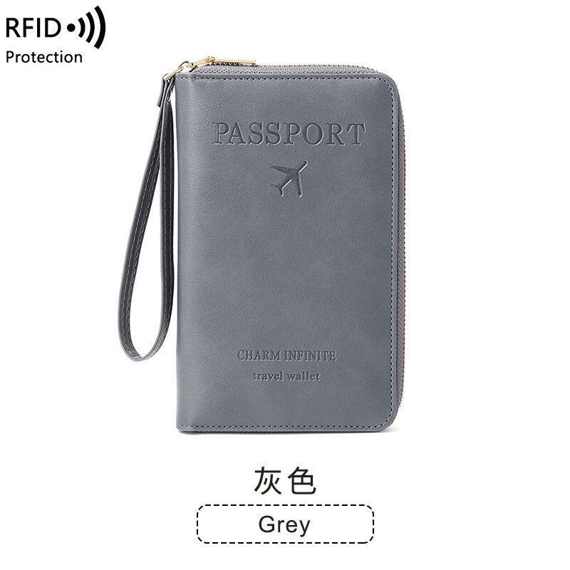 ZY Паспортный чехол RFID Молния ПУ Кожа Большой объем для путешествий RFID