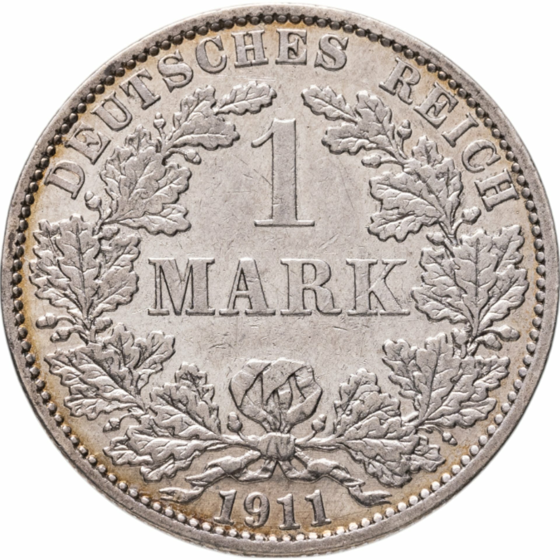 Германия 1 марка 1911 Знак монетного двора: "A" - Берлин, Серебро 900, в сохранности XF